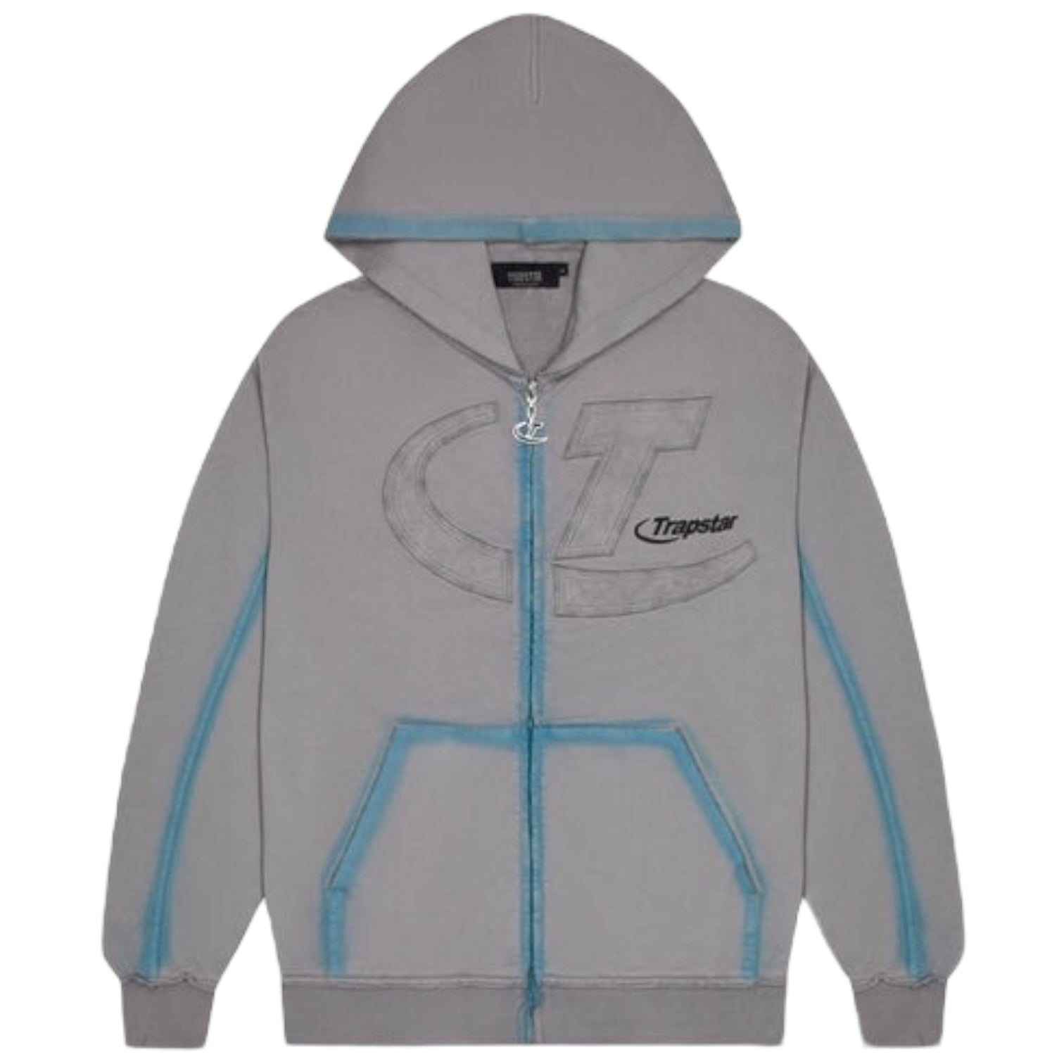 Trapstar Hyperdrive Zip Through Hoodie Grey/Blue – Streetwear Societee